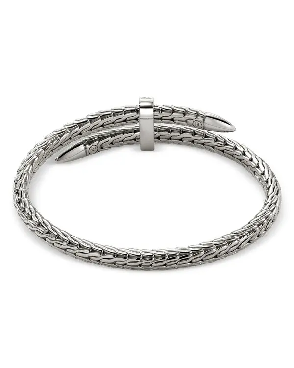 John Hardy Sterling Spear Flex Cuff With Diamonds - Silver