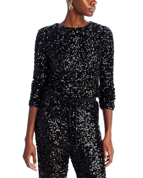 Aqua Sequin Long-sleeve Top Exclusive
