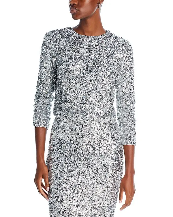 Aqua Sequin Long-sleeve Top Exclusive