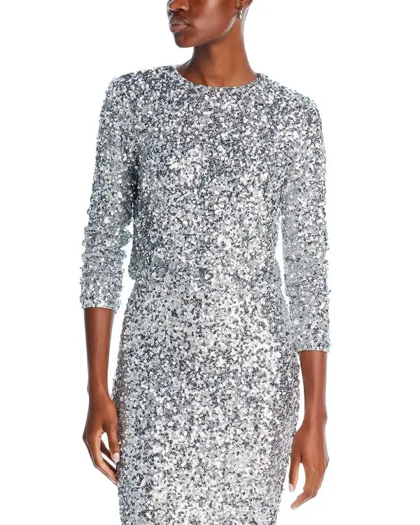 Aqua Sequin Long-sleeve Top Exclusive