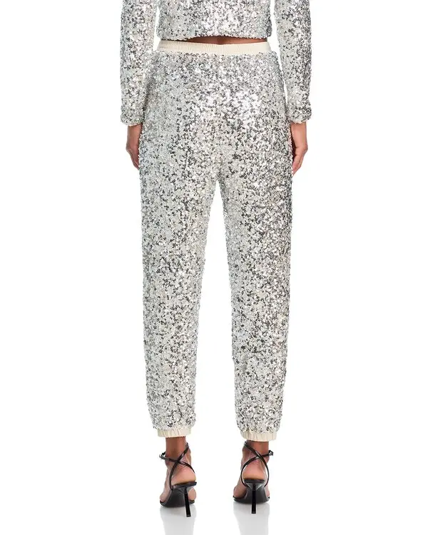 Aqua Sequin Joggers - Silver/nude