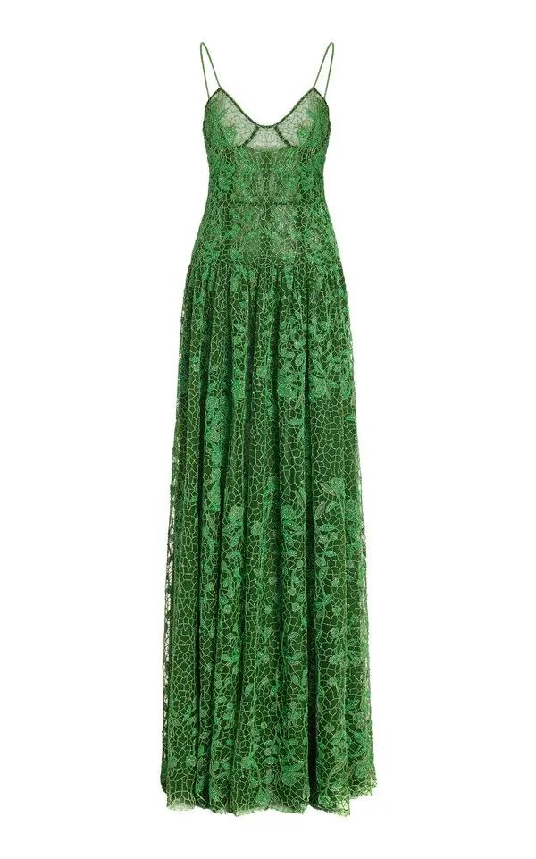 Cucculelli Shaheen Rosebud Lace Boxwood Gown Us 10 Only - Green |  Editorialist