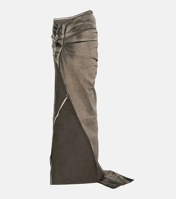 Rick Owens Edfu Denim Maxi Skirt - Grey