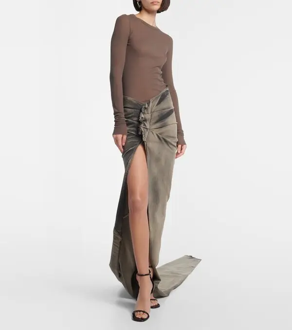 Rick Owens Edfu Denim Maxi Skirt