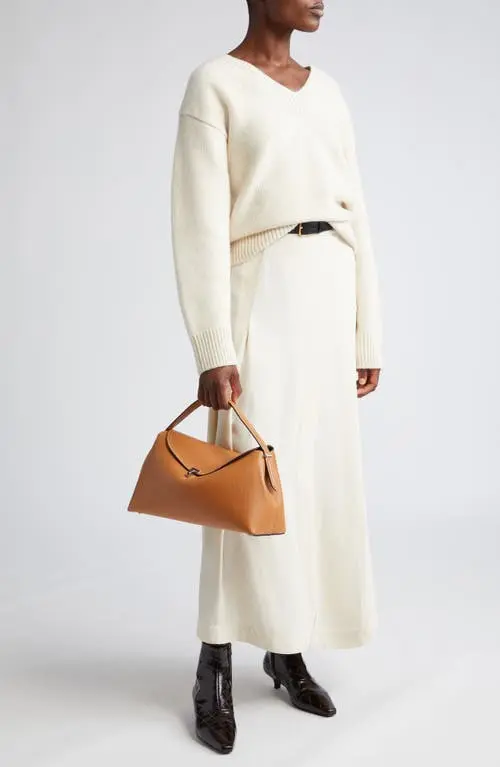 TOTEME T-lock Curved Leather Shoulder Bag - Tan