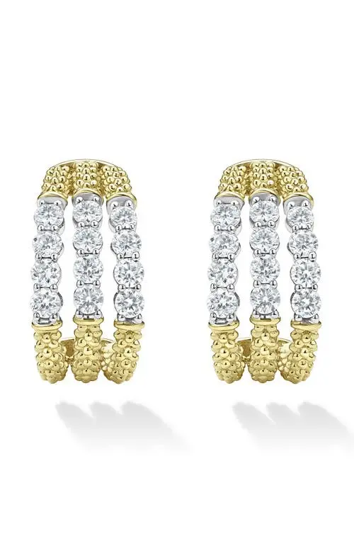 Lagos Superfine Signature Caviar Diamond Hoop Earrings - Gold