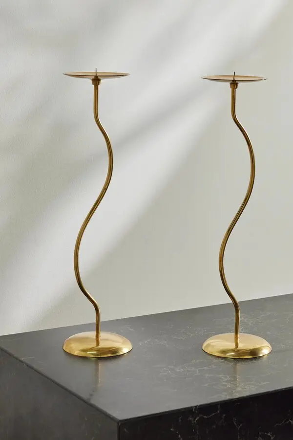 FOURTH STREET Dancing Duo Set Of Two Brass Candlesticks - Gold