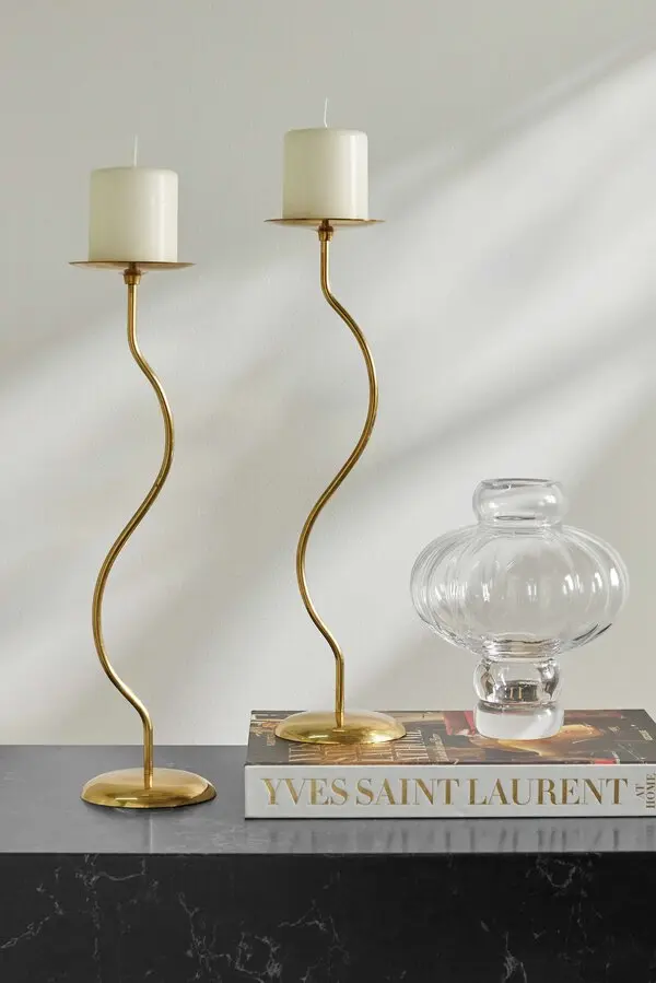 FOURTH STREET Dancing Duo Set Of Two Brass Candlesticks