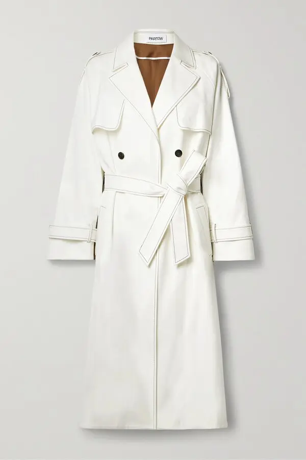 Partow Noah Belted Two-tone Trench Coat
