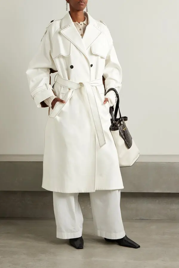 Partow Noah Belted Two-tone Trench Coat