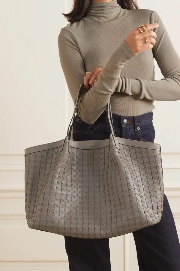 SERAPIAN Secret Large Woven Leather Tote - Brown