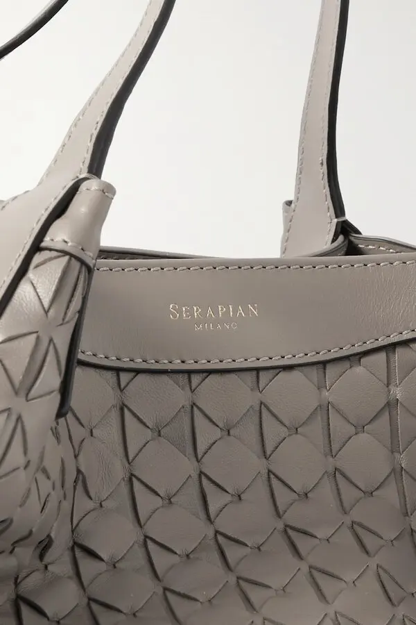 SERAPIAN Secret Large Woven Leather Tote - Brown