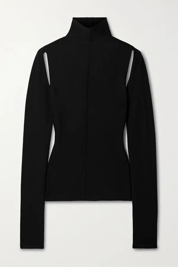 Khaite Marlowe Cutout Merino Wool Top - Black