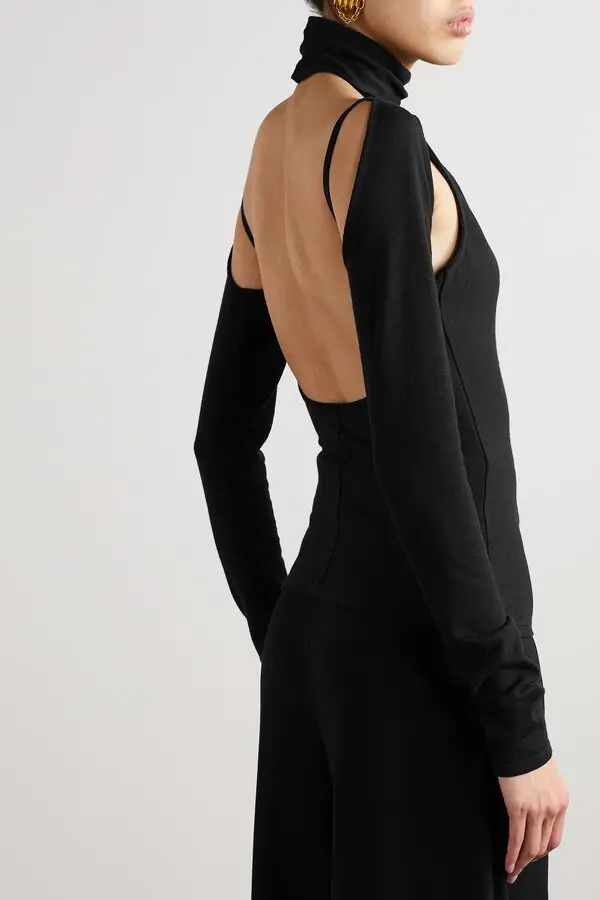 Khaite Marlowe Cutout Merino Wool Top - Black
