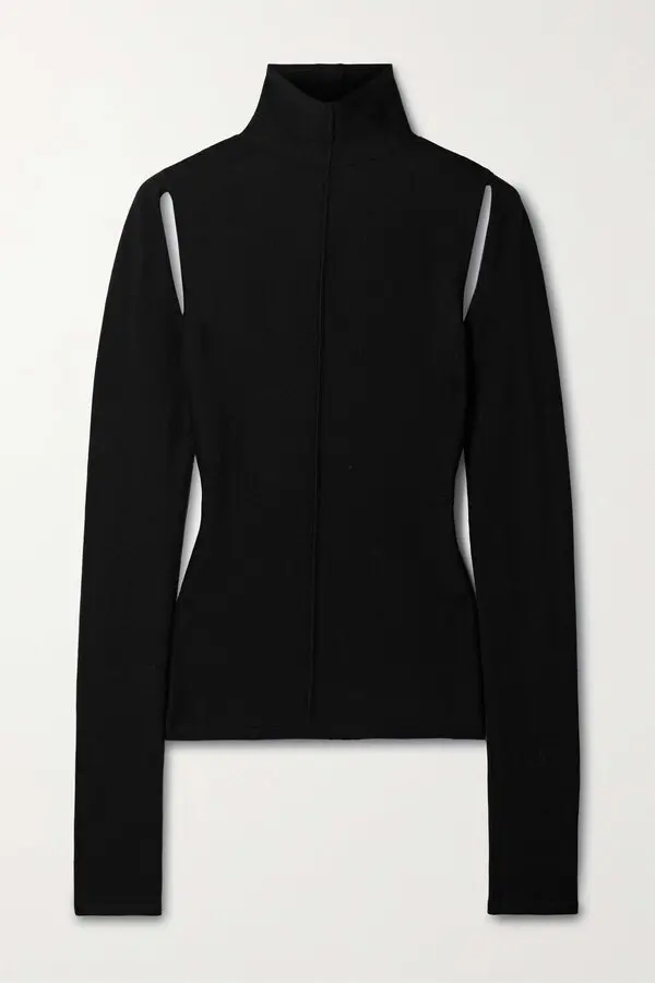 Khaite Marlowe Cutout Merino Wool Top - Black