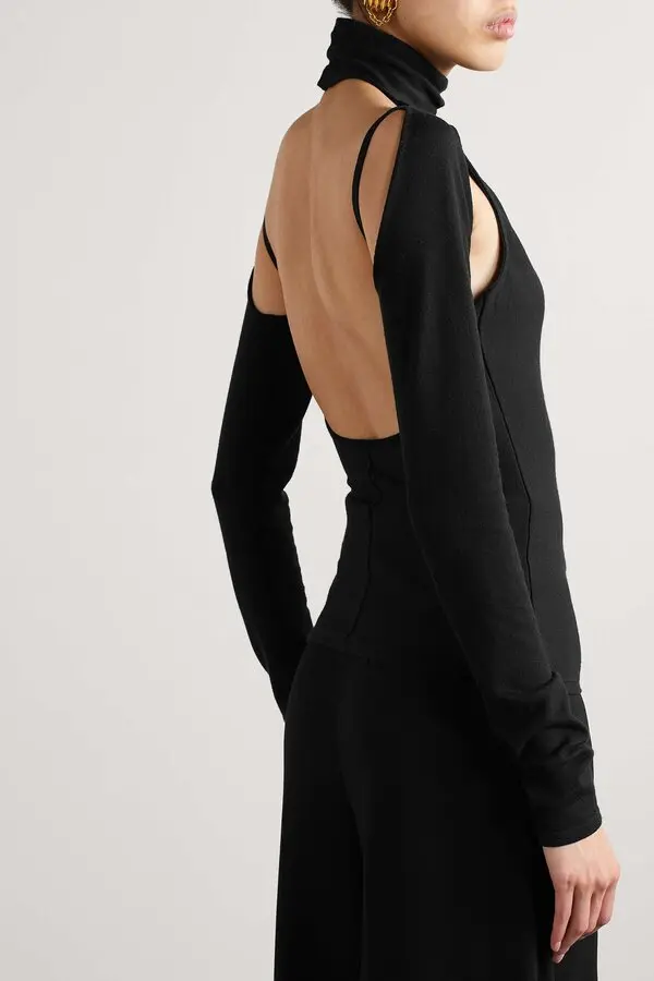 Khaite Marlowe Cutout Merino Wool Top - Black