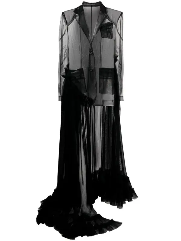 ACT Nº1 Ruffle-detailing Sheer Coat