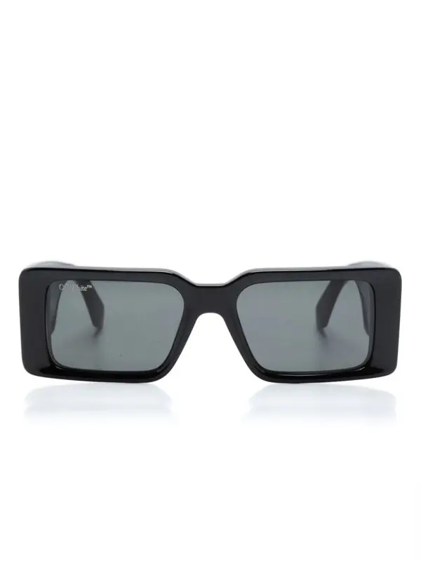 Off-White Logo-engraved Rectangle-frame Sunglasses - Black