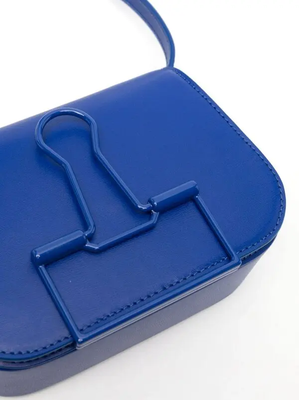 Off-White Binder Clip Leather Shoulder Bag - Blue