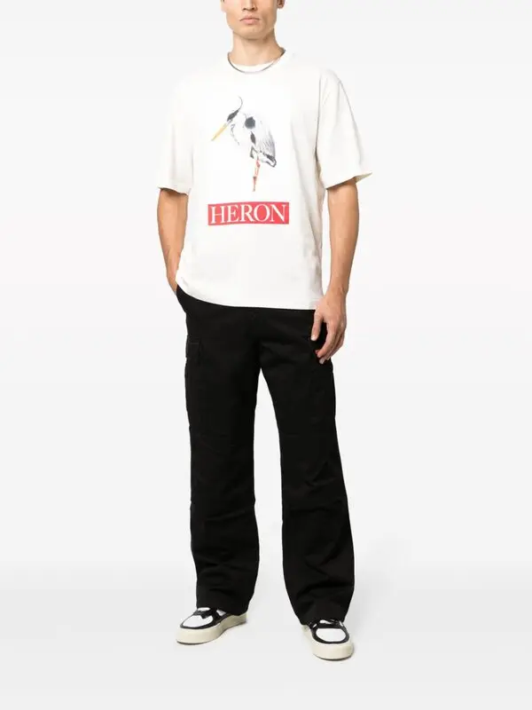 Heron Preston Heron Bird Painted Cotton T-shirt - Neutrals