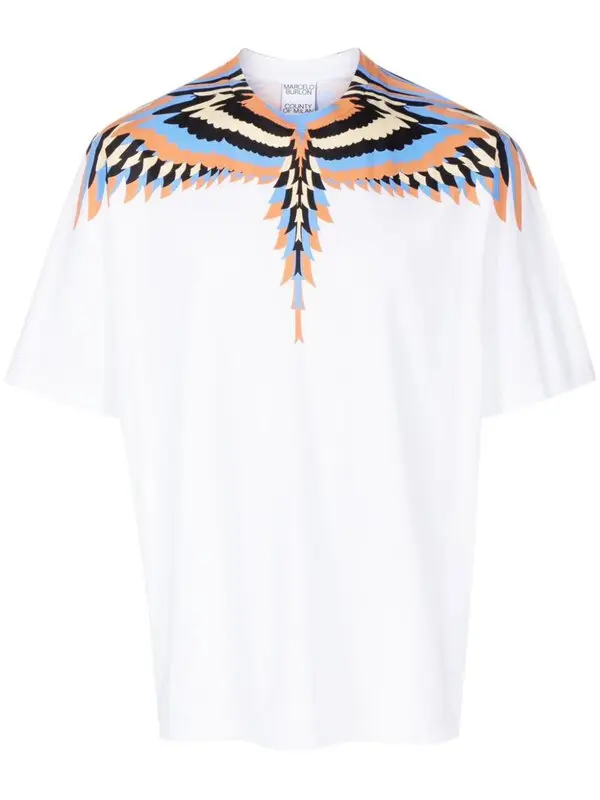 COUNTY OF MILAN Optical Wings-print Cotton T-shirt - White