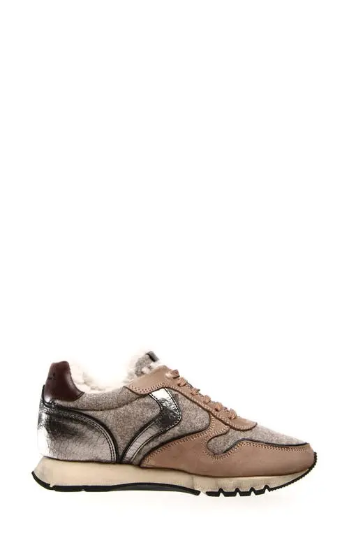 VOILE BLANCHE Julia Shearling-lined Suede Sneakers - Beige Black