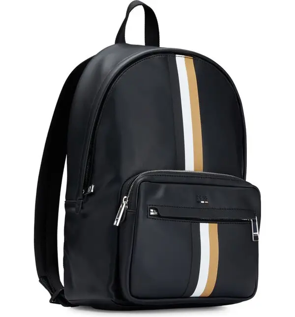 BOSS Ray Stripe Faux Leather Backpack