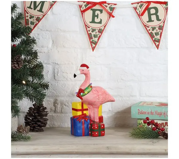 MR. CHRISTMAS 10' Ceramic Beach Flamingo