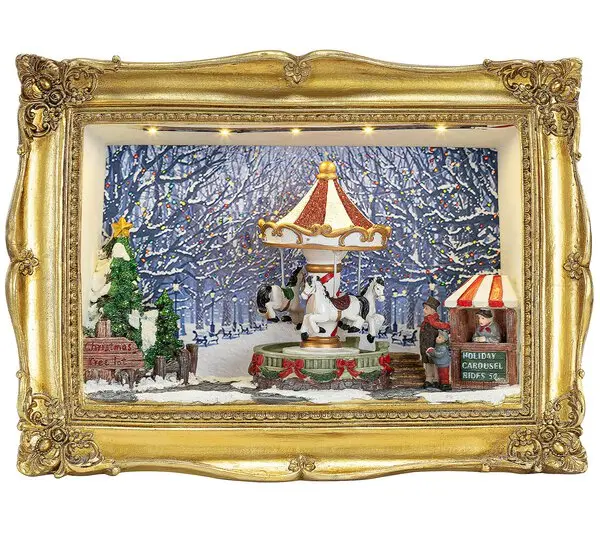 MR. CHRISTMAS Musical Gold Frame Carousel Shado W Box - One-color