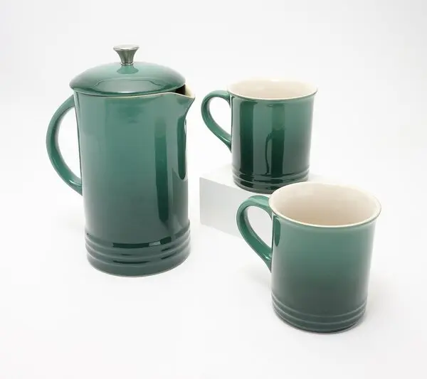 LE CREUSET Stoneware French Press & Set Of 2 12-oz Mugs - One-color