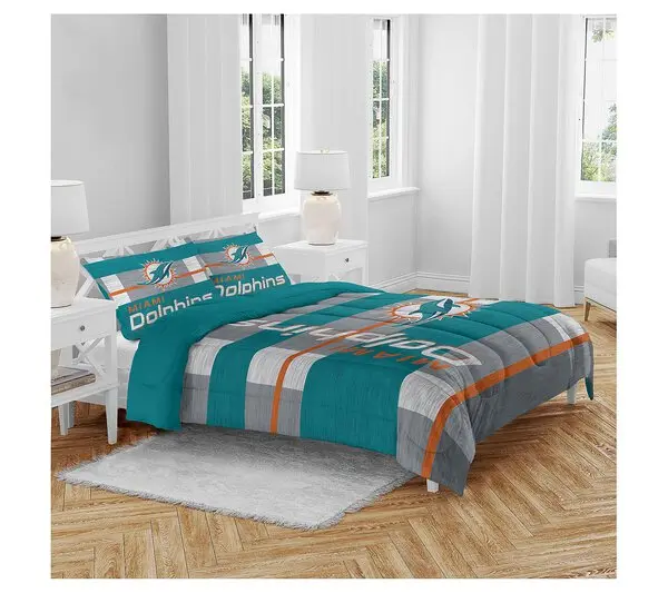 PEGASUS SPORTS Nfl Heathered Stripe Queen 3 Piece Bed In A Bag - One-color