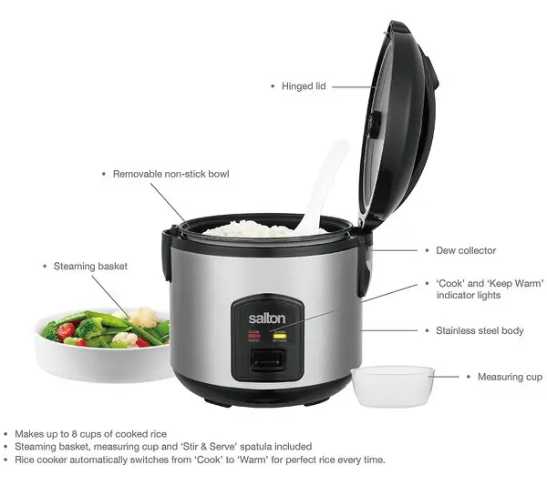 SALTON Automatic 8-cup Rice Cooker & Steamer