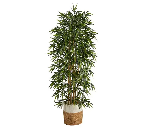NEARLY NATURAL 6-ft Artificial Bamboo Tree With Basket - One-color