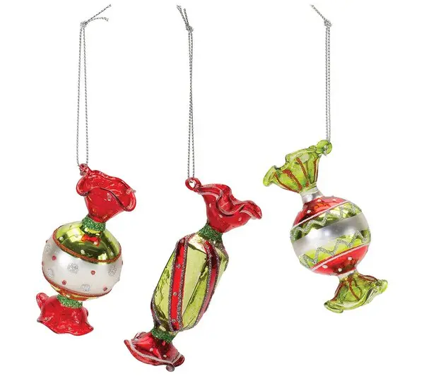 MELROSE Glass Wrapped Candy Ornament - One-color