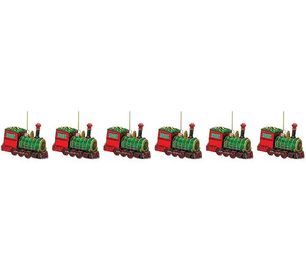 MELROSE Glittered Glass Train Ornament