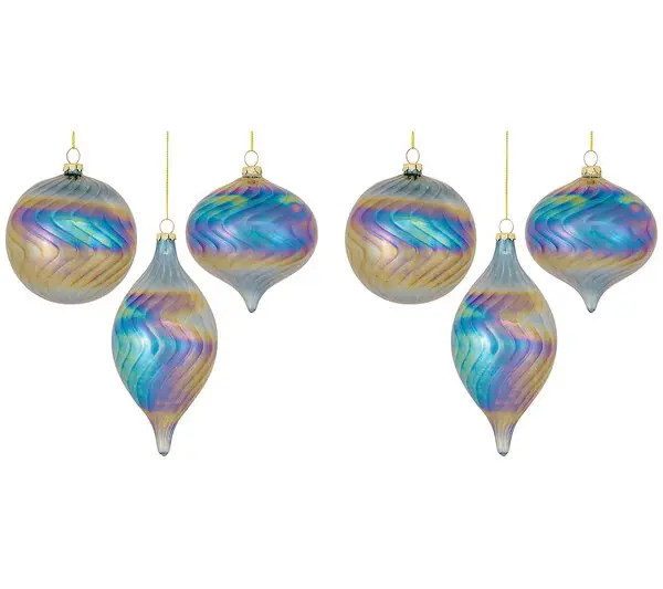 MELROSE Iridescent Glass Swirl Ornament - One-color