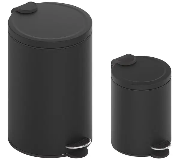 MEGA CASA 2-piece 3.2-gal & 0.8-gal Round Metal Trash Can Set - One-color