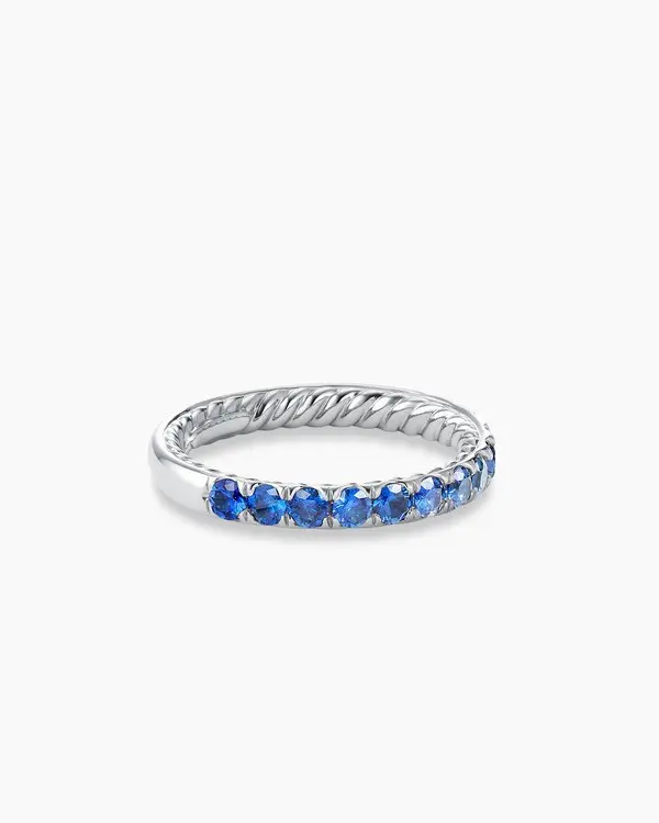 David Yurman Dy Eden Platinum Band Ring - Light Blue Sapphire