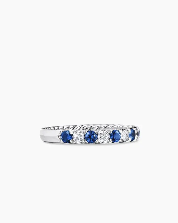 David Yurman Dy Eden Platinum Band Ring - Light Blue Sapphire/diamond