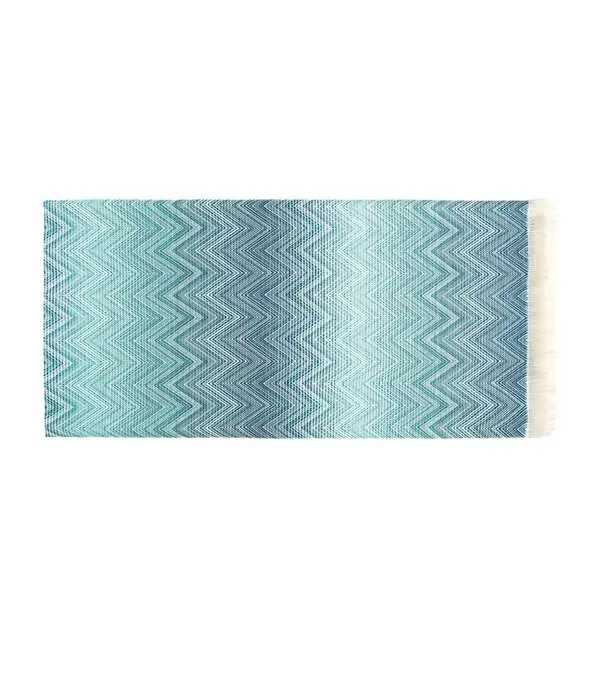 Missoni Merino Wool Timmy Throw - Teal/white