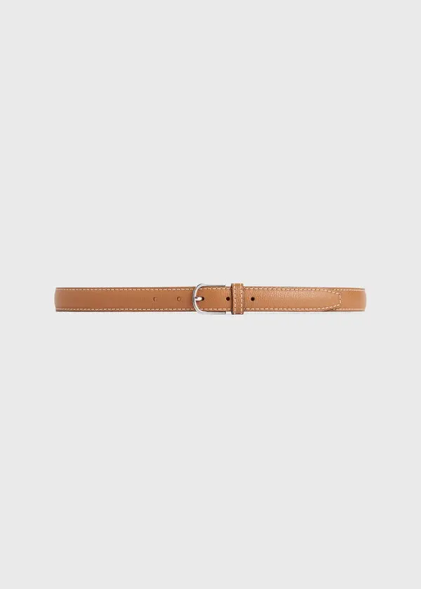 TOTEME Slim Grained-leather Belt - Tan