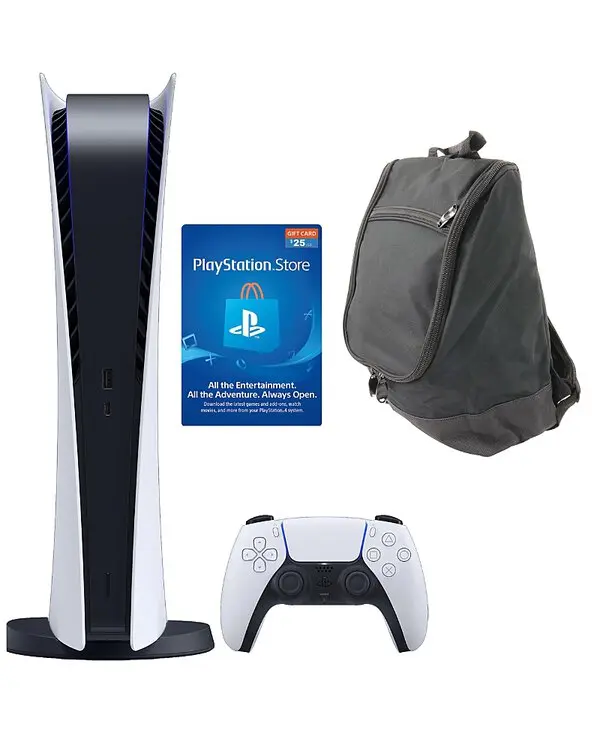 SONY Playstation 5 Digital Console With $25 Psn Card And Carry Bag - Open White