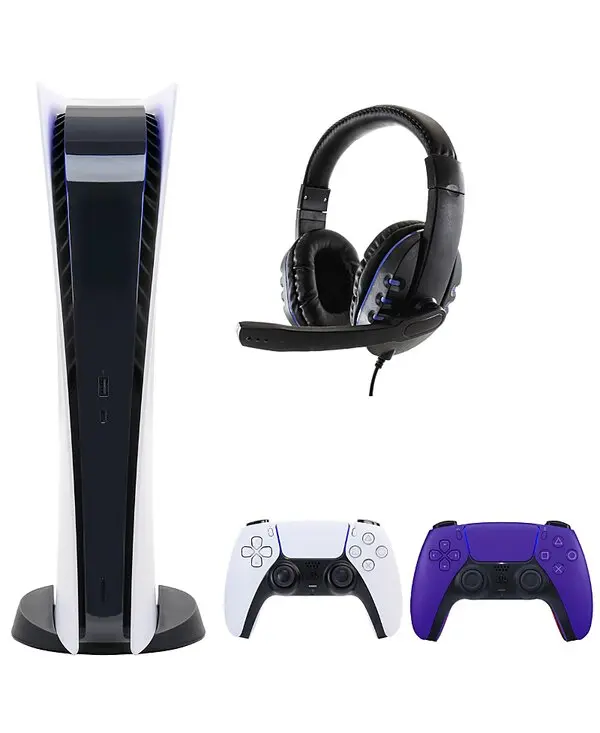 SONY Ps5 Digital Console With Extra Purple Dualsense Controller And Universal Headset - Open White