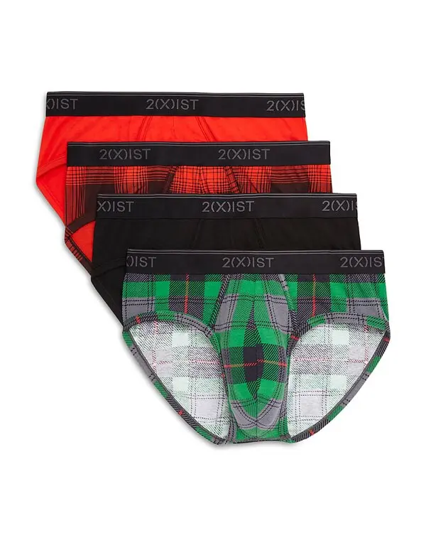2(X)Ist No Show Briefs, Pack Of 4 - Endangered/tartan Plaid Multi/black/
