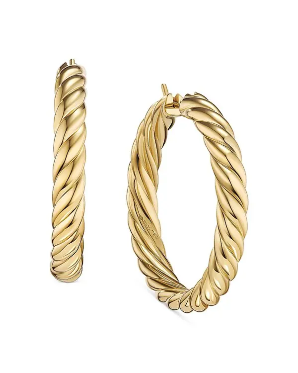 David Yurman Sculpted Cable Hoop Earrings - Gold
