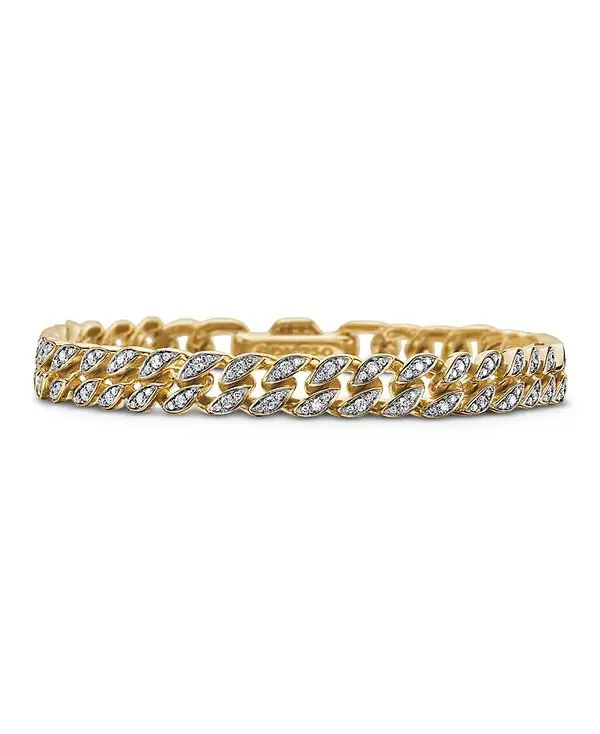 David Yurman 18k Yellow Curb Chain Bracelet With Diamonds - Gold