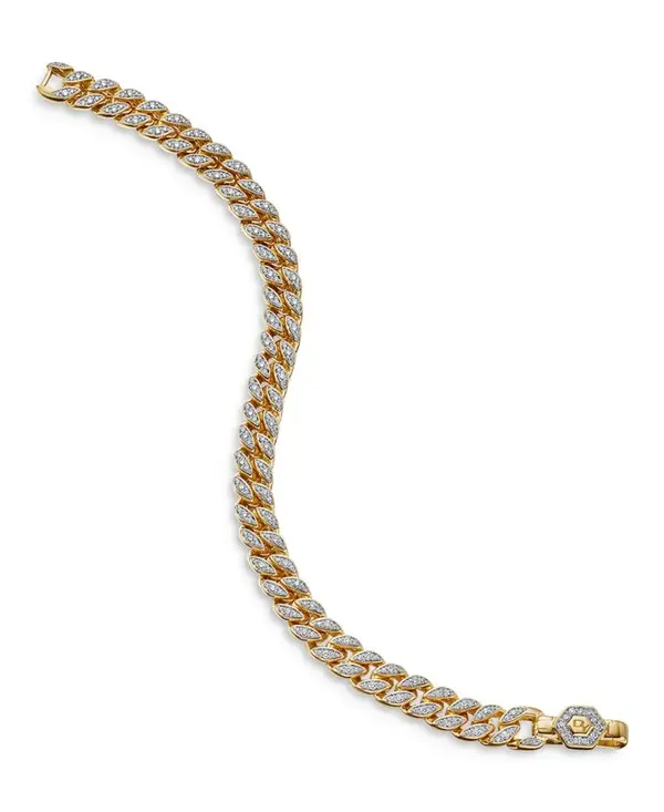 David Yurman 18k Yellow Curb Chain Bracelet With Diamonds