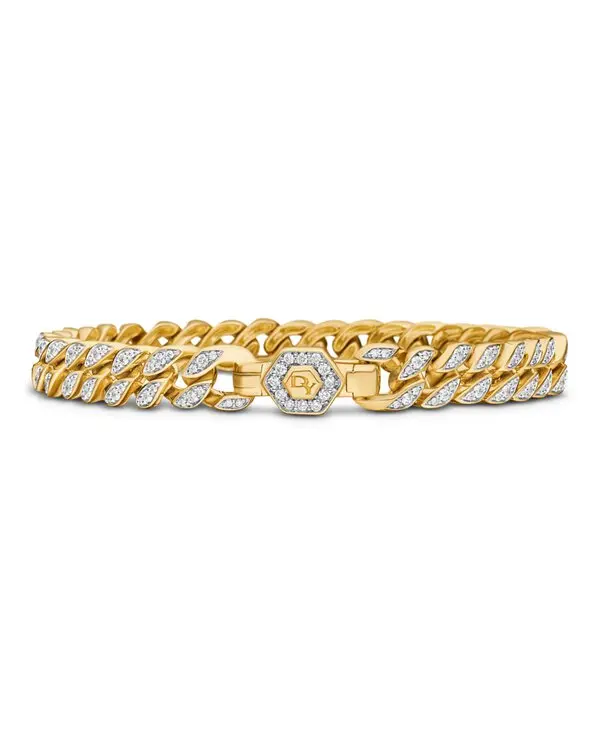 David Yurman 18k Yellow Curb Chain Bracelet With Diamonds