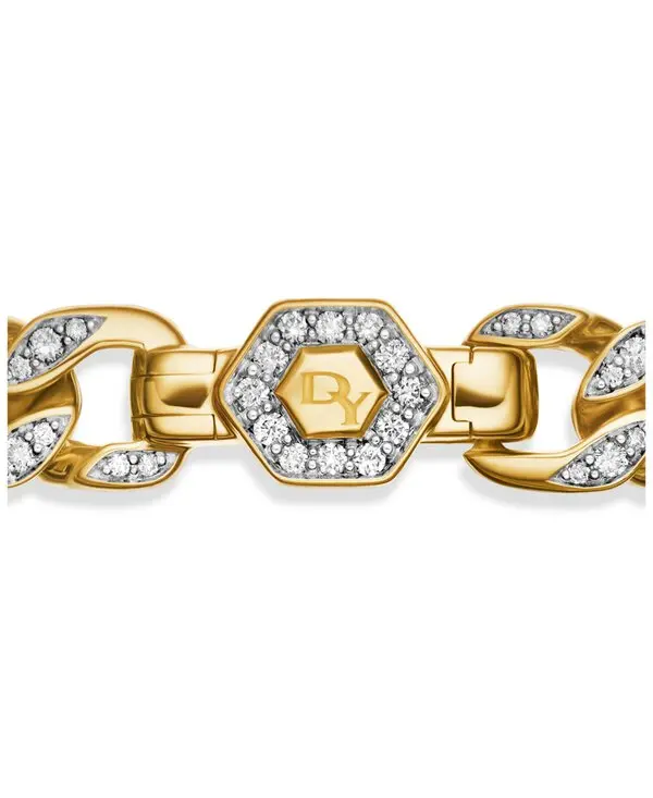 David Yurman 18k Yellow Curb Chain Bracelet With Diamonds
