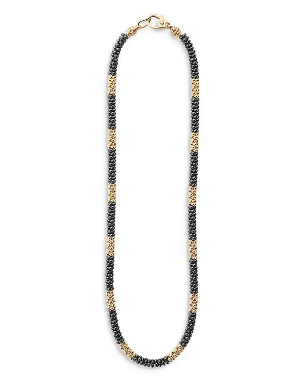 Lagos Ceramic & 18k Yellow Gold Black Caviar Necklace - Black/gold